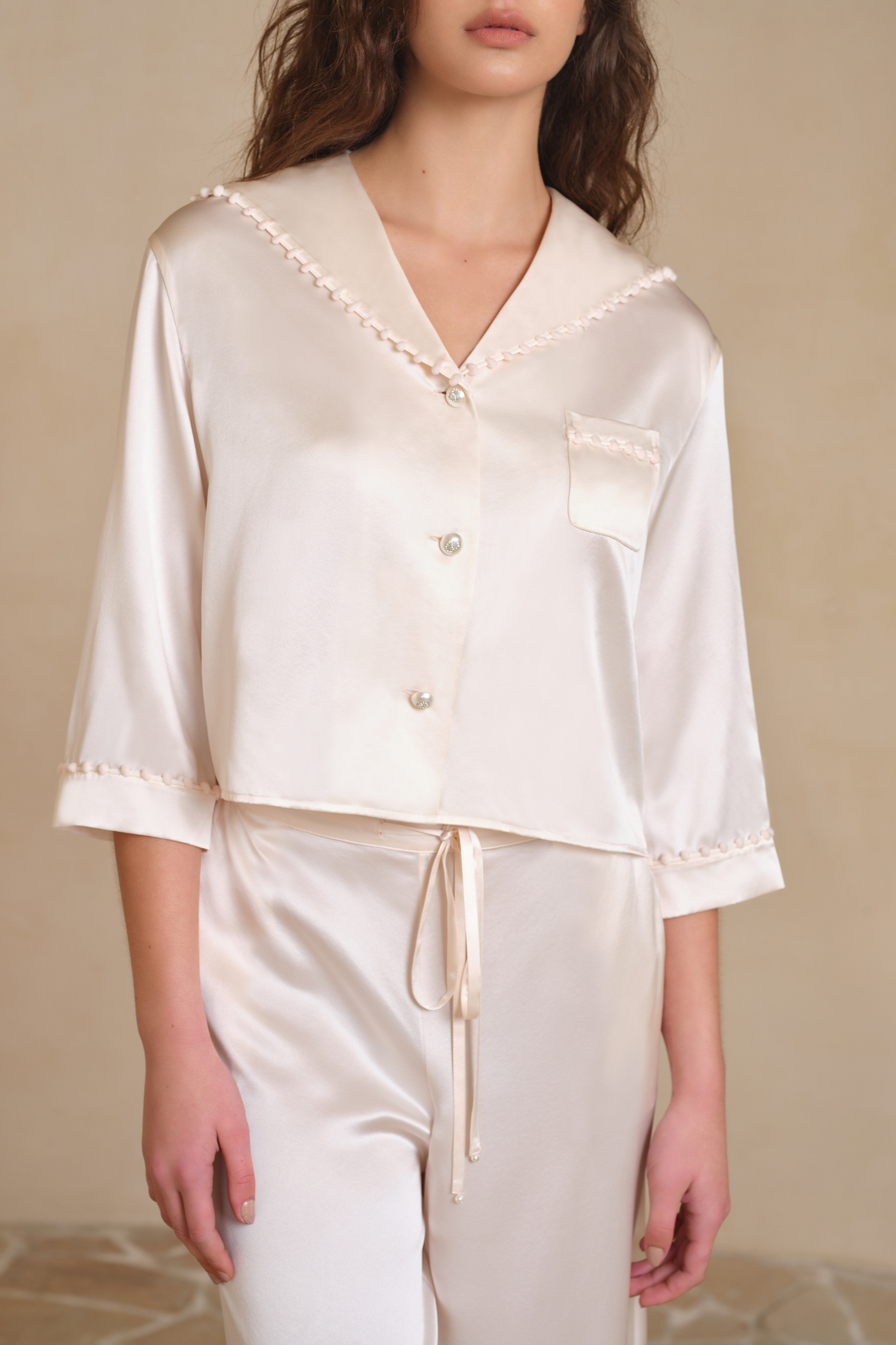 Purity Series Pink Collar Silk Suit – Silky Miracle