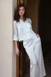 The Purity Series Navy Collar Silk Suit – Silky Miracle