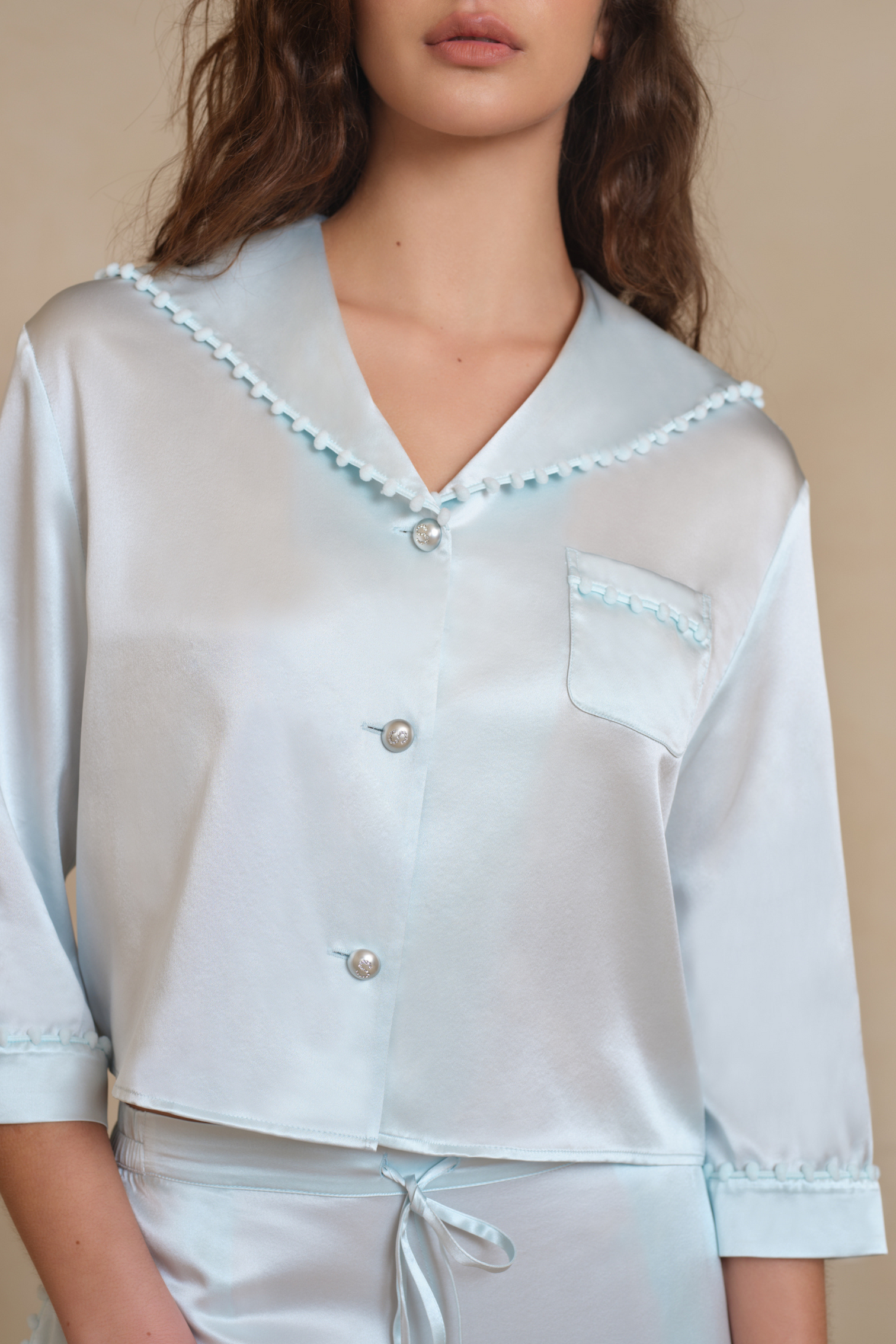 The Purity Series Navy Collar Silk Suit – Silky Miracle
