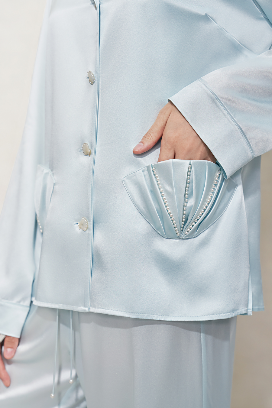 Clear Blue Shell Silk Pyjamas Set – Silky Miracle