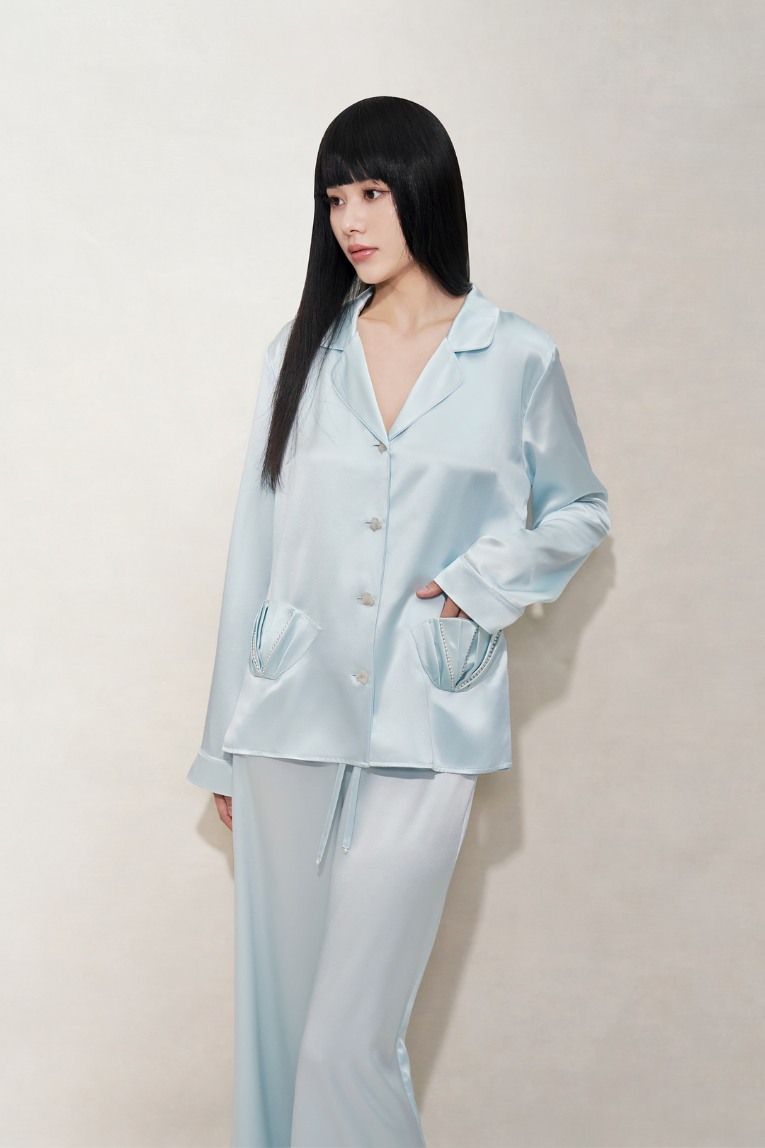 Clear Blue Shell Silk Pyjamas Set – Silky Miracle